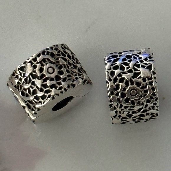 Pandora | Jewelry | 2 Pandora Moments Layers Of Lace Clip Charms ...